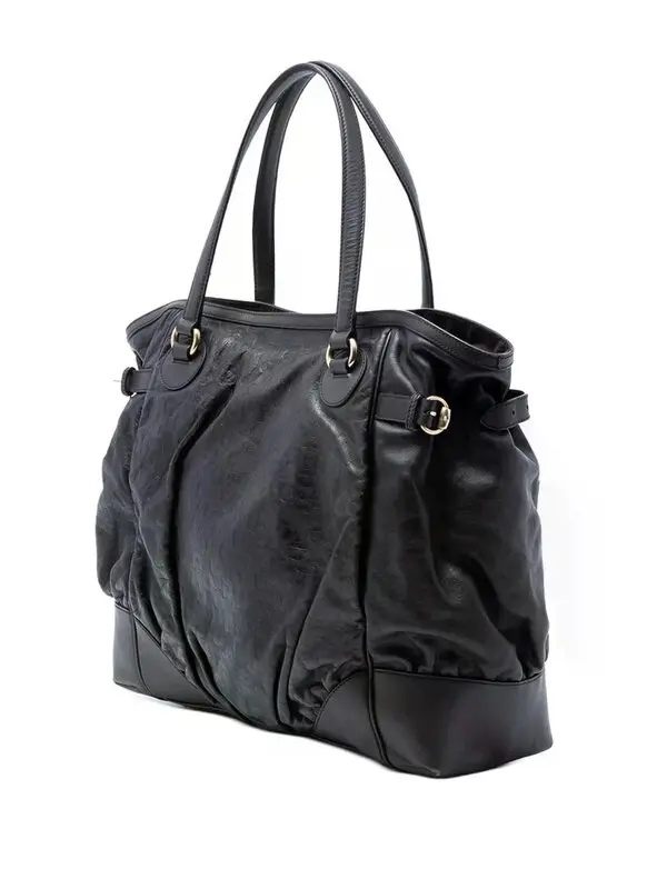 Gucci Embossed Leather Horsebit Full Moon Tote Bag