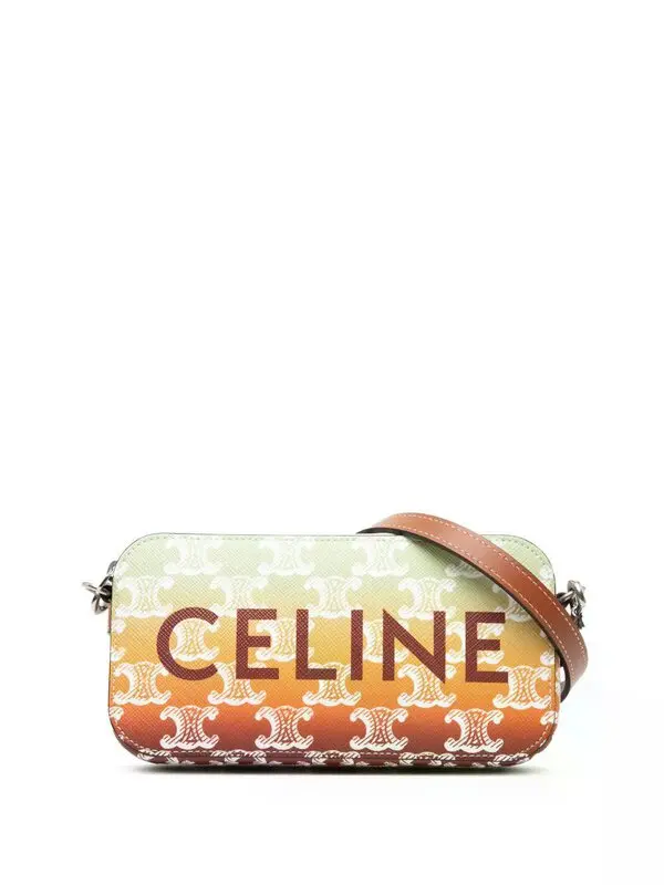 Celine 2024 Triomphe Coated Canvas Sunset Logo Horizontal Pouch Crossbody Bag - Brown