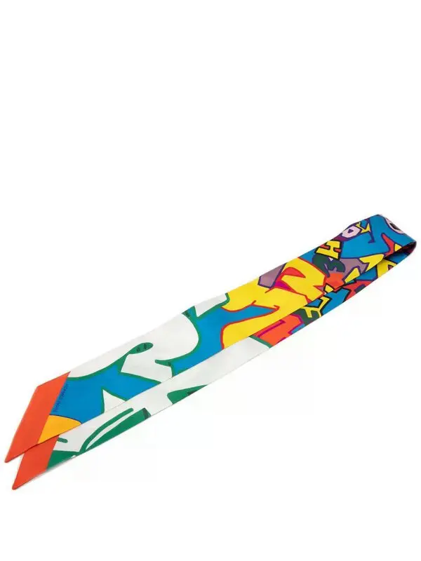 Hermès 2000-2025 Graffiti Silk Twilly Scarf Scarves - Blue