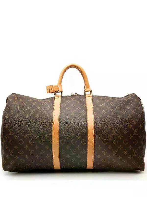 LOUIS VUITTON 2001 Monogram Keepall 55 Travel Bag - Brown