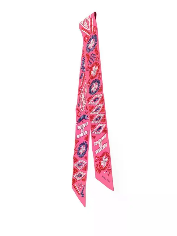 Hermès 2000-2026 Kelly En Perles Silk Twilly Scarf Scarves - Pink