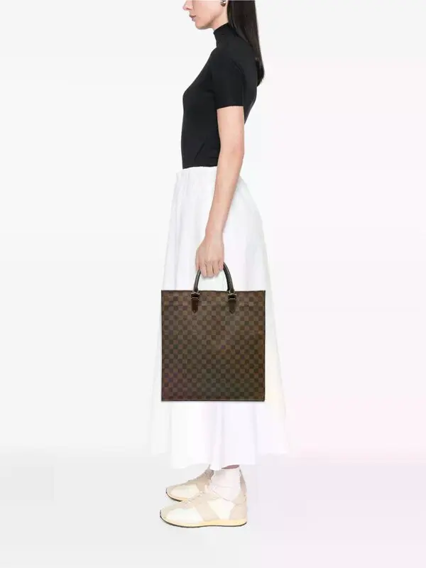 LOUIS VUITTON 2004 Damier Ebene Sac Plat Tote - Brown