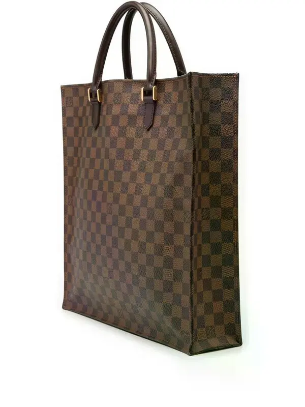 LOUIS VUITTON 2004 Damier Ebene Sac Plat Tote - Brown