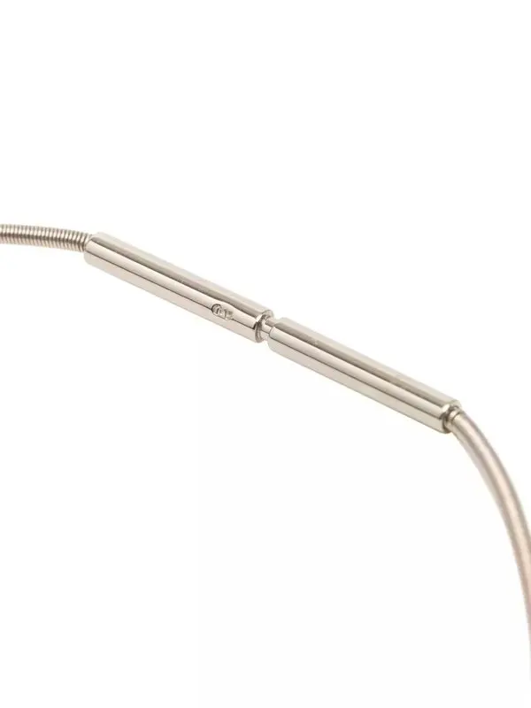 Hermès 20th Century Palladium Plated Enamel Cage Necklace - Silver