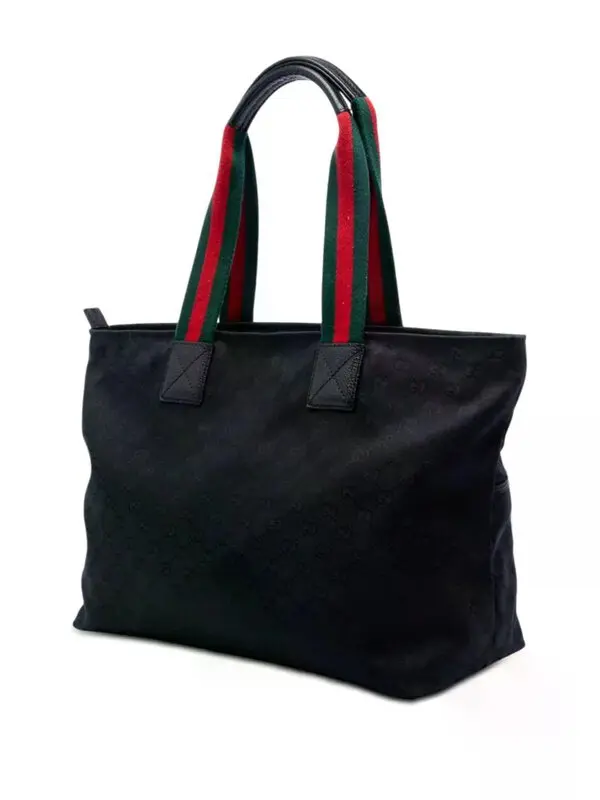 Gucci Gg Canvas Web Tote Bag - Black