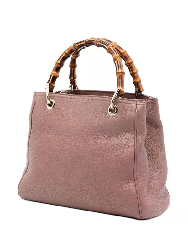 Gucci Small Calfskin Bamboo Shopper Satchel - Brown