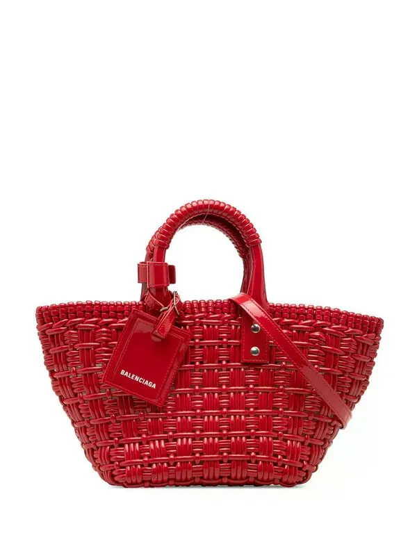Balenciaga 2021 Faux Leather Bistro Panier Xs Satchel - Red