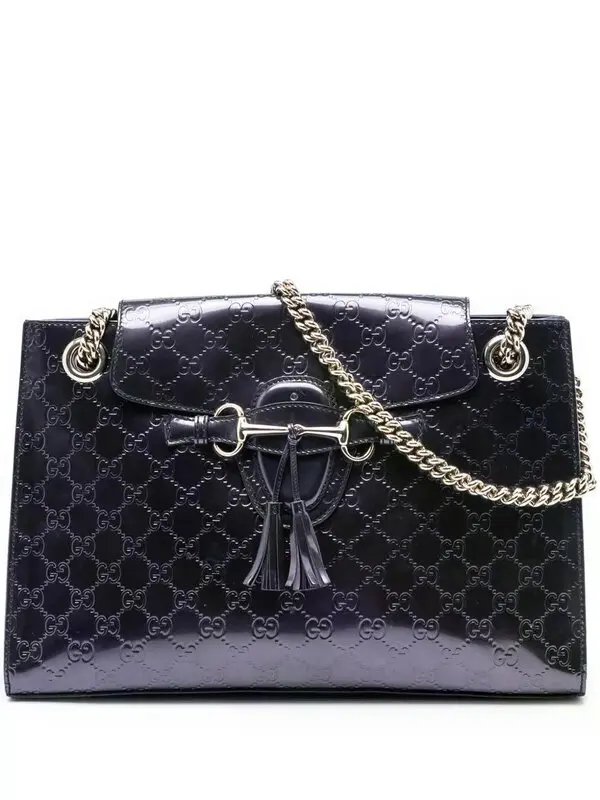 Gucci Large Patent Sima Emily Shoulder Bag - Purple