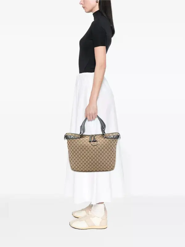 Gucci Gg Canvas Icon Bit Satchel - Grey