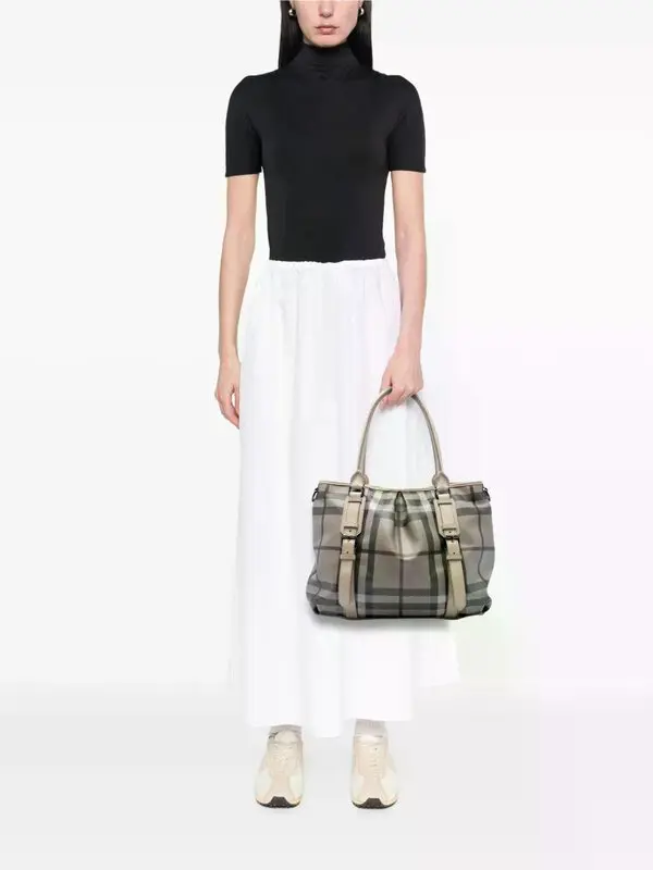 Burberry Smoke Check Coated Canvas Northfield Satchel