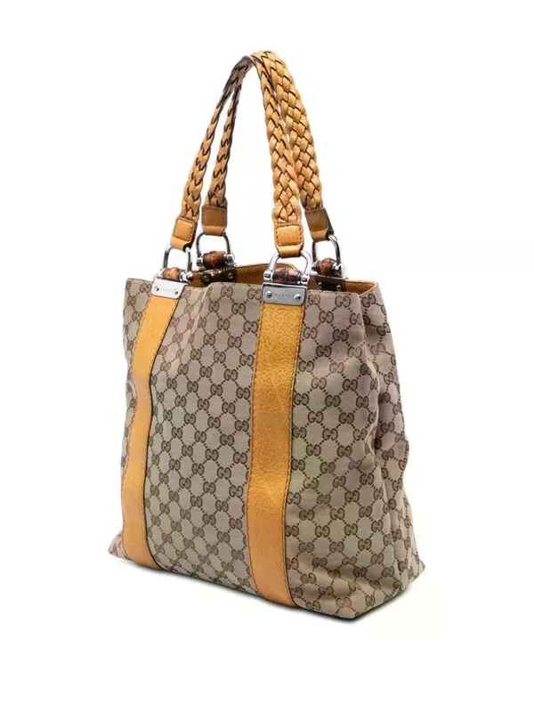Gucci Gg Canvas Bamboo Libeccio Tote Bag - Neutrals