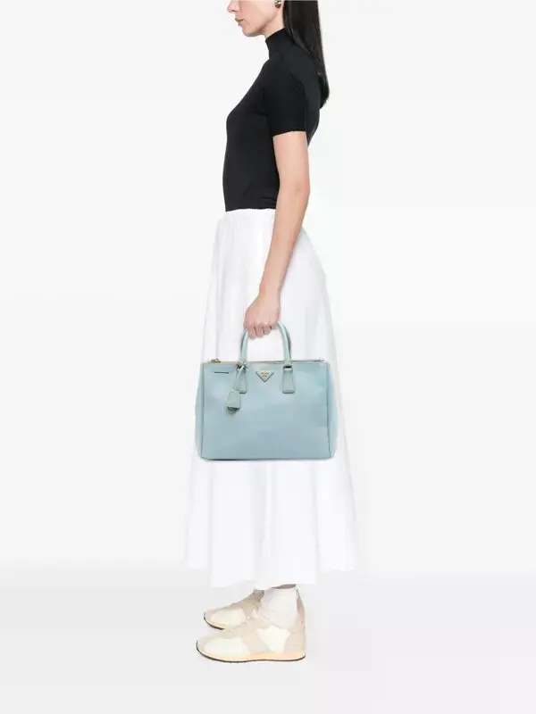 Prada Large Saffiano Lux Galleria Double Zip Satchel - Blue