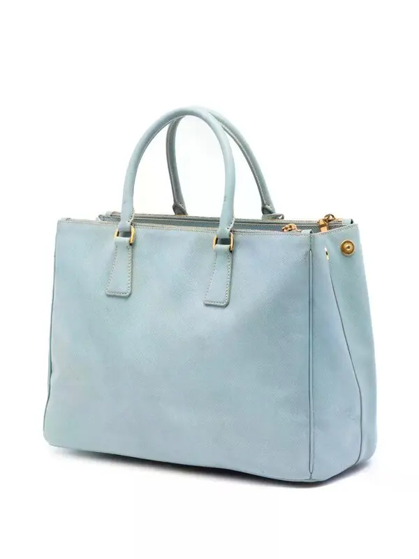 Prada Large Saffiano Lux Galleria Double Zip Satchel - Blue