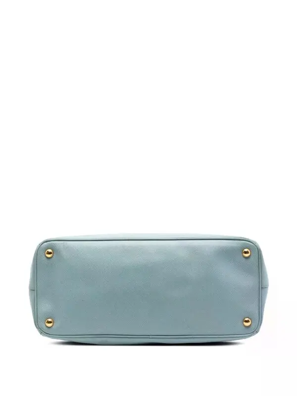 Prada Large Saffiano Lux Galleria Double Zip Satchel - Blue