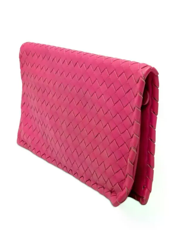 Bottega Veneta 2012-2026 Nappa Intrecciato Turn Lock Clutch - Pink