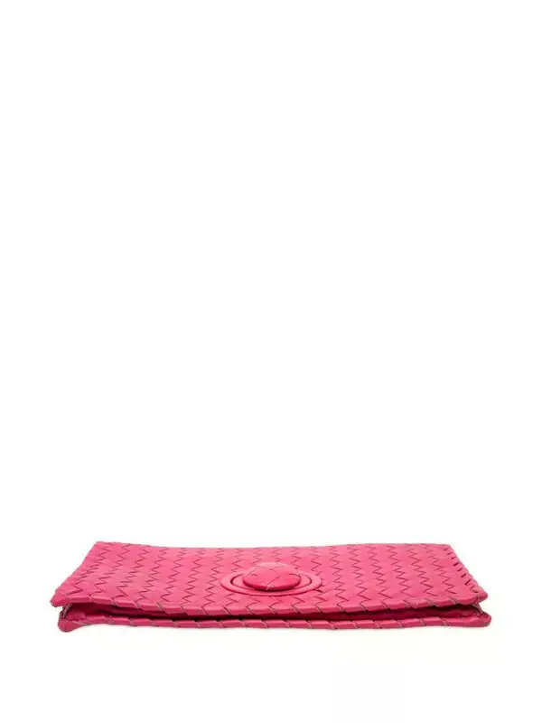 Bottega Veneta 2012-2026 Nappa Intrecciato Turn Lock Clutch - Pink