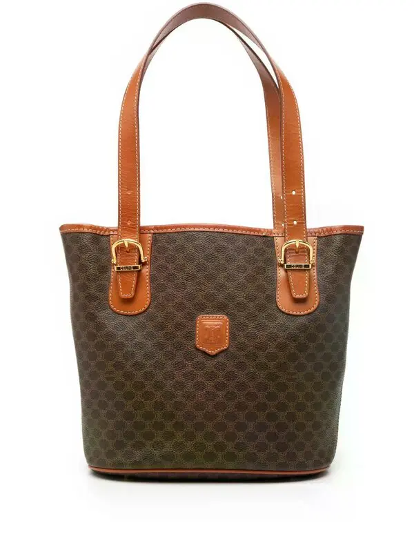 Celine 1998 Macadam Coated Canvas Tote Bag - Brown