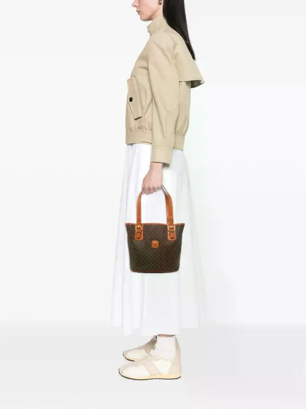 Celine 1998 Macadam Coated Canvas Tote Bag - Brown