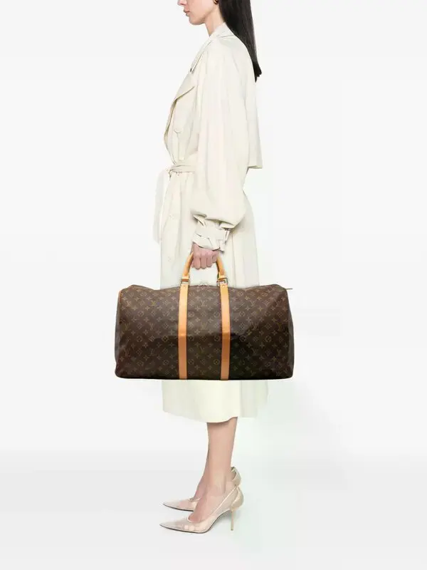 LOUIS VUITTON 2001 Monogram Keepall 55 Travel Bag - Brown