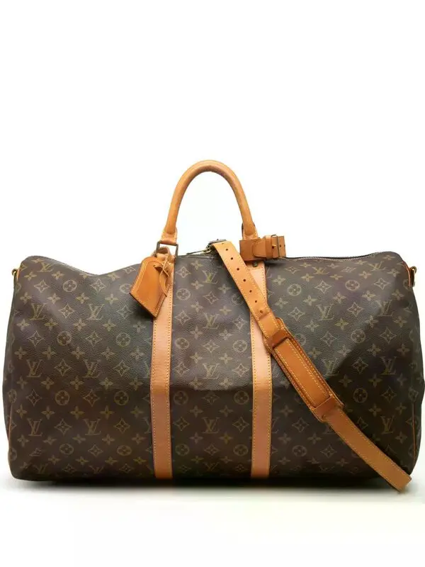 LOUIS VUITTON 1995 Monogram Keepall Bandouliere 55 Travel Bag - Brown