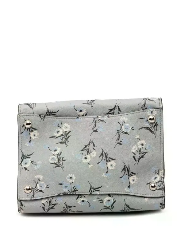 Prada Saffiano Floral Print Twin Pocket Satchel