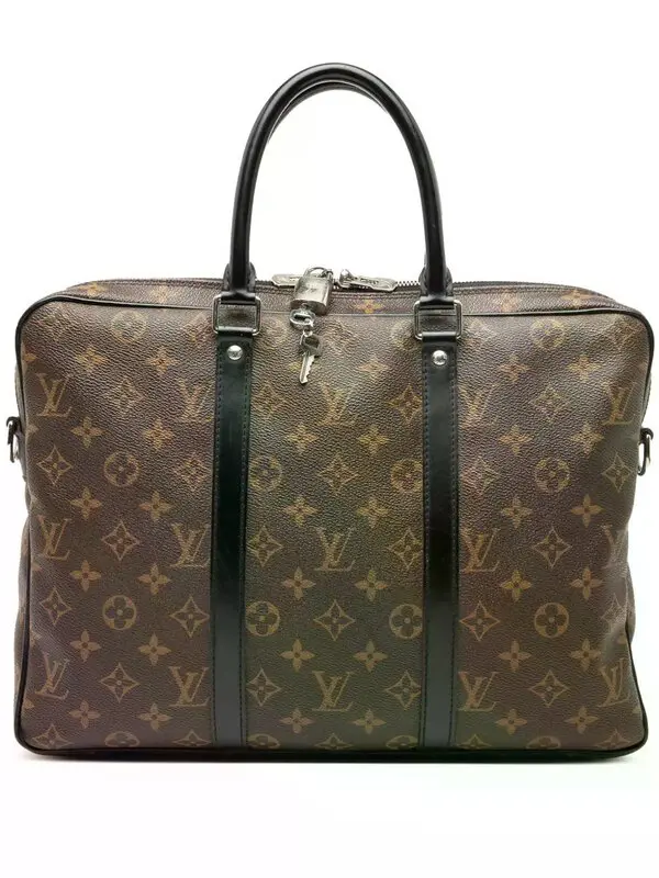 LOUIS VUITTON 2017 Monogram Macassar Porte Documents Jour - Brown