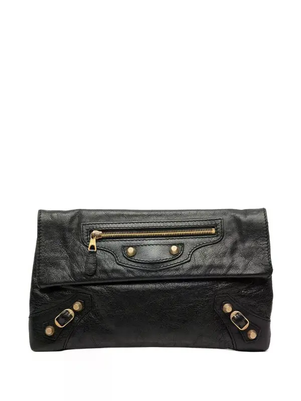 Balenciaga 2013 Lambskin Motocross Giant 12 Envelope Clutch - Black