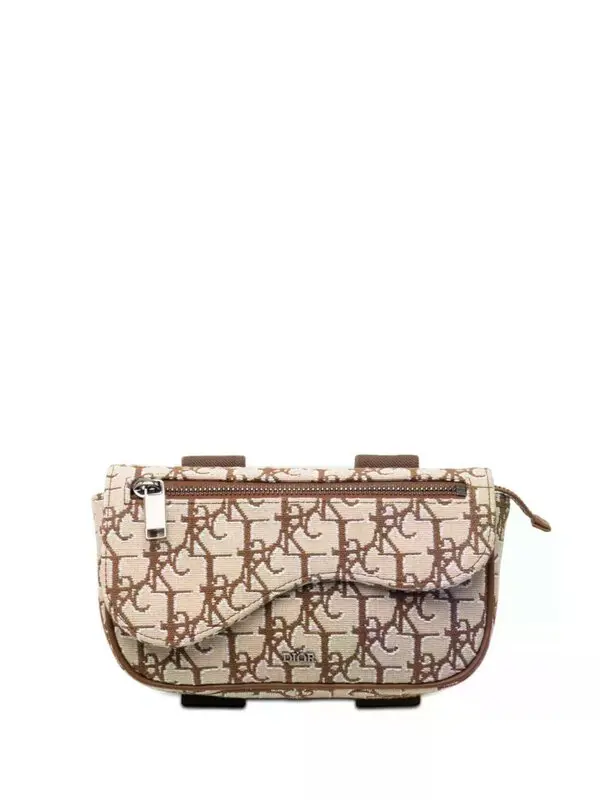 Dior 2021 Cactus Jack Oblique Canvas Saddle Pouch - Neutrals