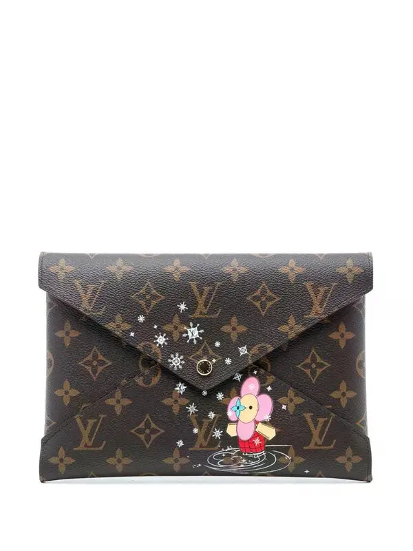 LOUIS VUITTON 2023 Monogram Christmas Animation Vivienne Kirigami Pochette Gm Clutch Bag - Brown