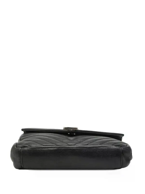 Saint Laurent 2015 Medium Chevron Monogram College Satchel - Black