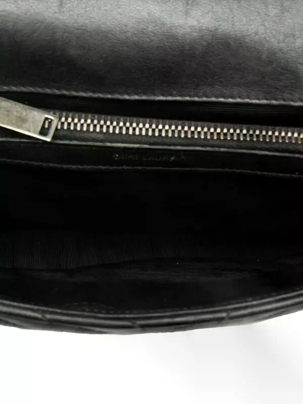 Saint Laurent 2015 Medium Chevron Monogram College Satchel - Black
