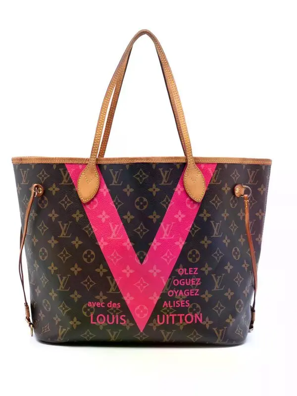 LOUIS VUITTON 2012 Monogram V Neverfull Mm Tote Bag - Brown
