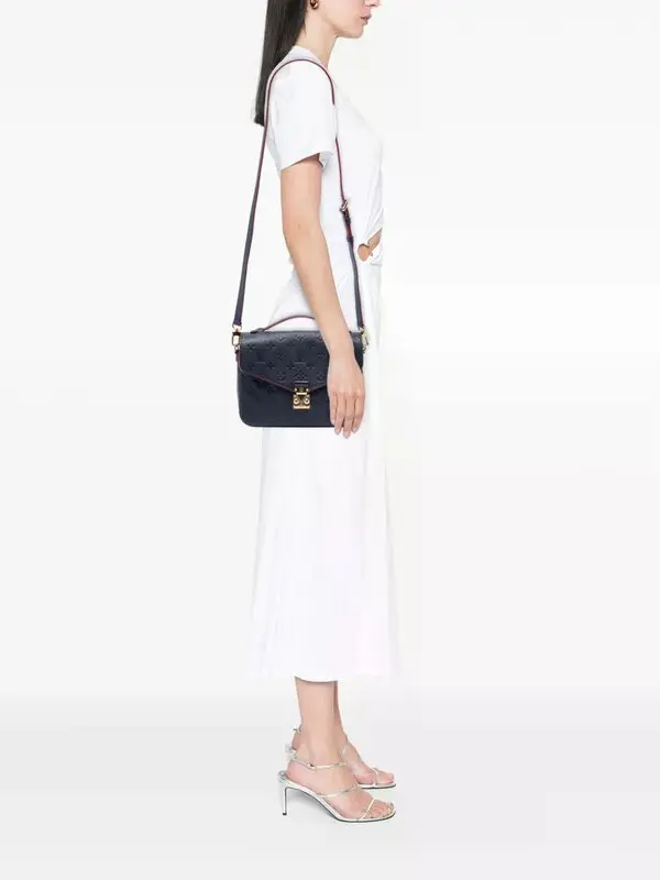 LOUIS VUITTON 2017 Monogram Empreinte Pochette Metis Satchel - Blue