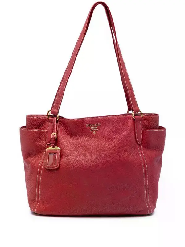 Prada 2010-2026 Vitello Daino Double Pocket Tote Bag