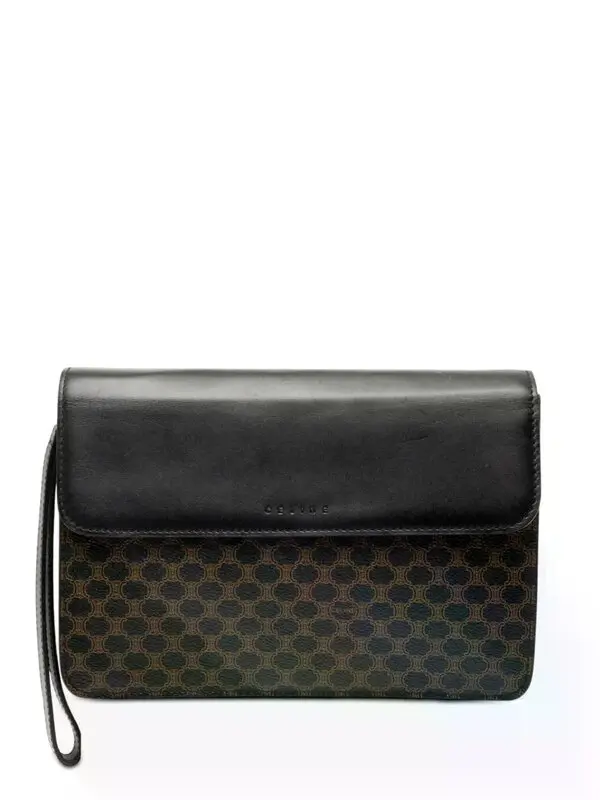Celine 2000 Macadam Coated Canvas And Leather Clutch Bag