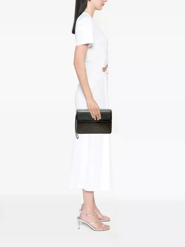 Celine 2000 Macadam Coated Canvas And Leather Clutch Bag