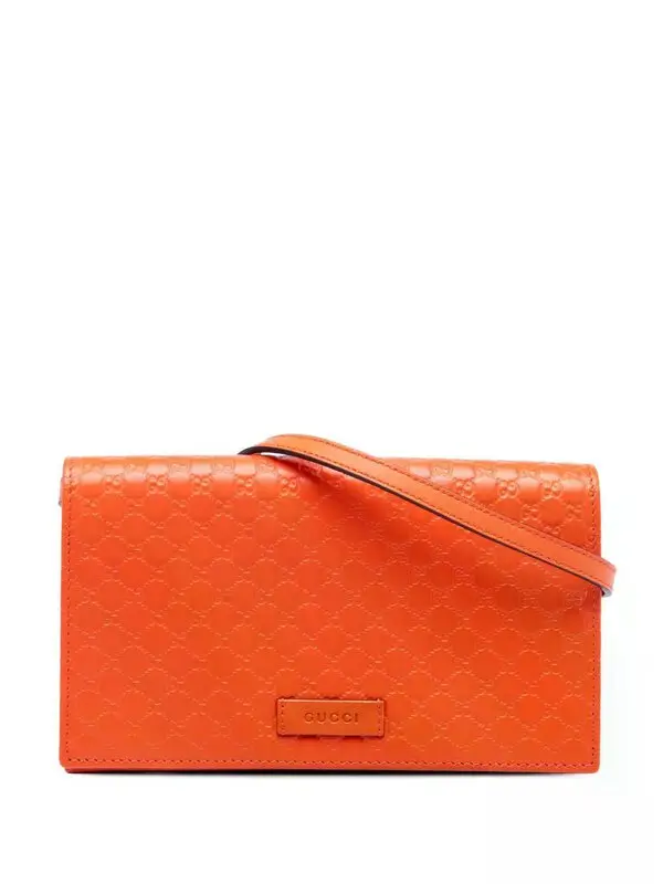 Gucci Microssima Wallet On Strap Crossbody Bag - Orange