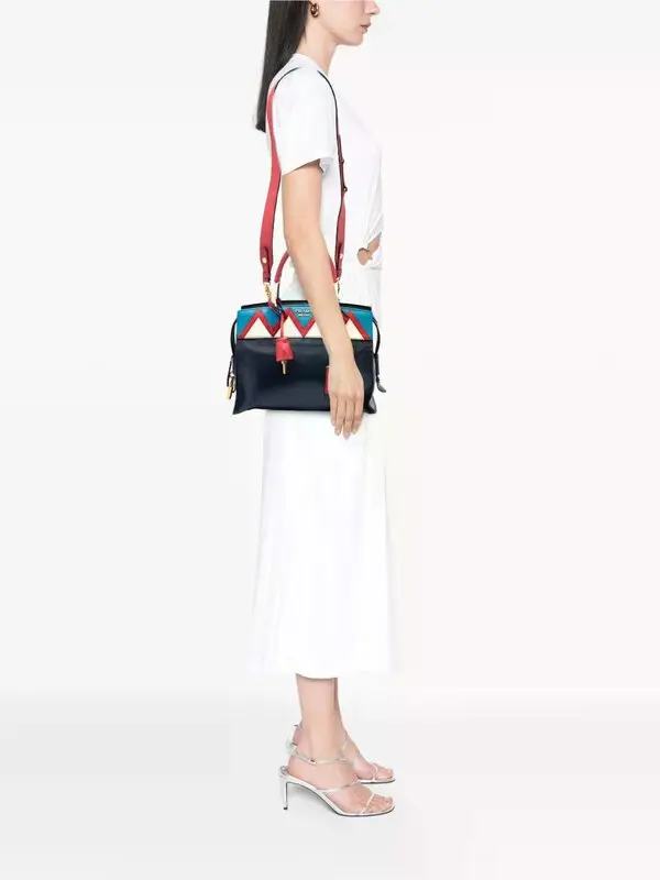 Prada Saffiano Trimmed City Calf Greca Esplanade Satchel