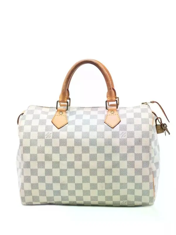 LOUIS VUITTON 2010 Damier Azur Speedy 30 Boston Bag - White