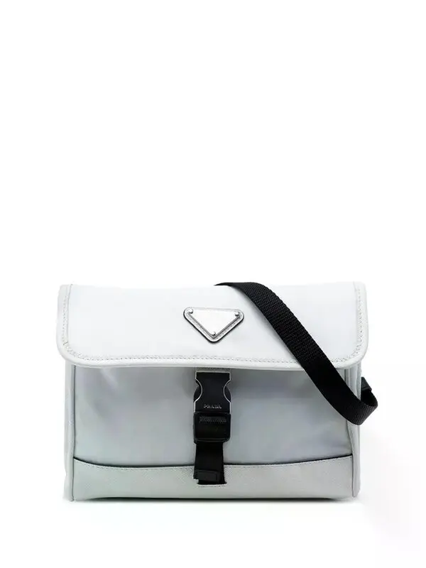 Prada 2013-2025 Saffiano Trimmed Re Nylon Smartphone Case Crossbody Bag - White