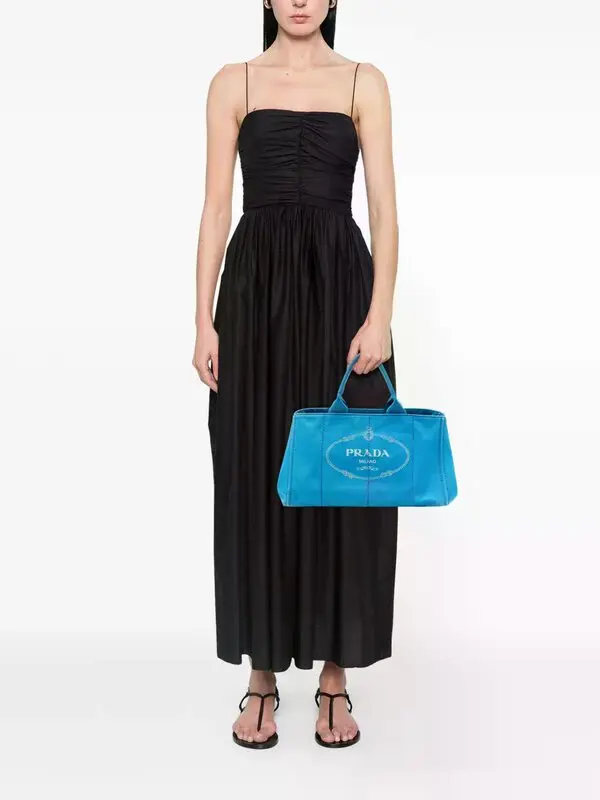 Prada Large Canapa Logo Satchel - Blue
