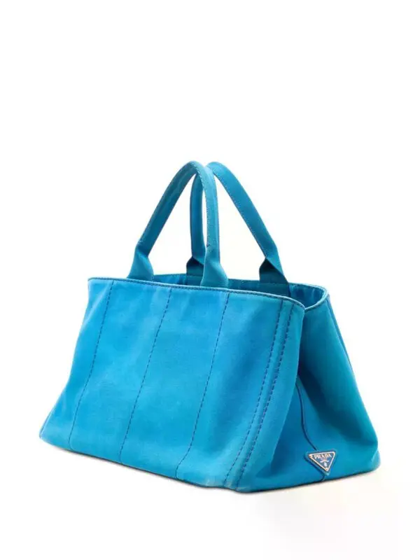 Prada Large Canapa Logo Satchel - Blue