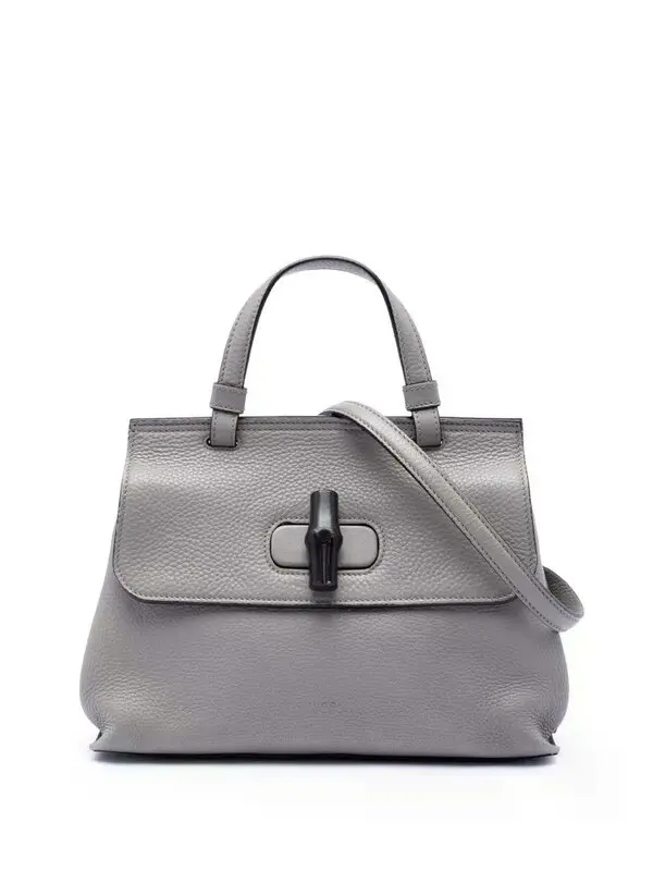 Gucci Small Leather Bamboo Satchel - Grey