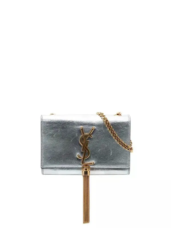 Saint Laurent 2014 Monogram Kate Tassel Crossbody Bag - Silver
