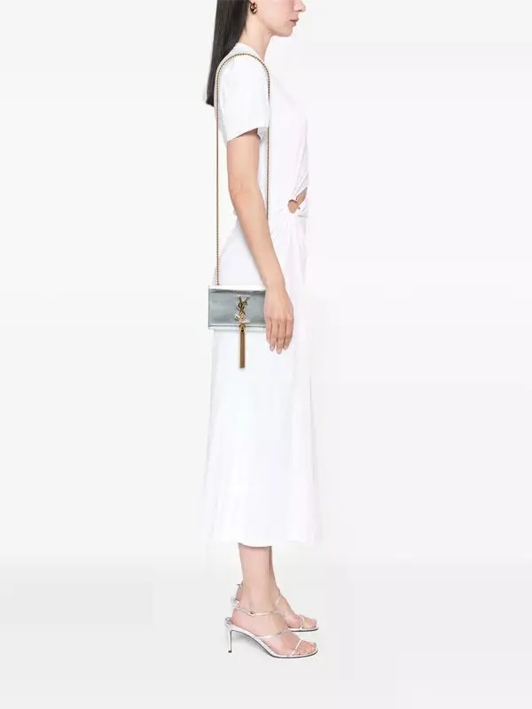 Saint Laurent 2014 Monogram Kate Tassel Crossbody Bag - Silver