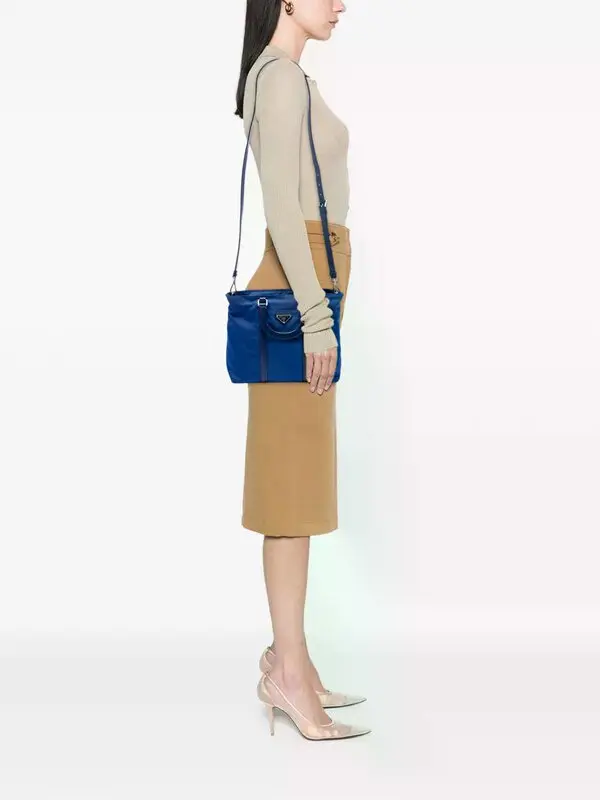 Prada Vitello Trimmed Tessuto Satchel