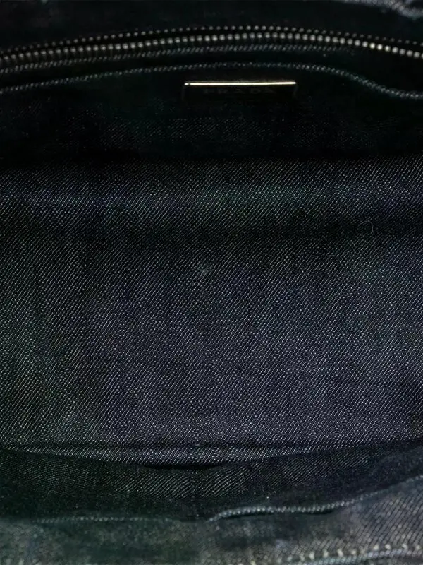 Prada Studded Denim Canapa Logo Satchel