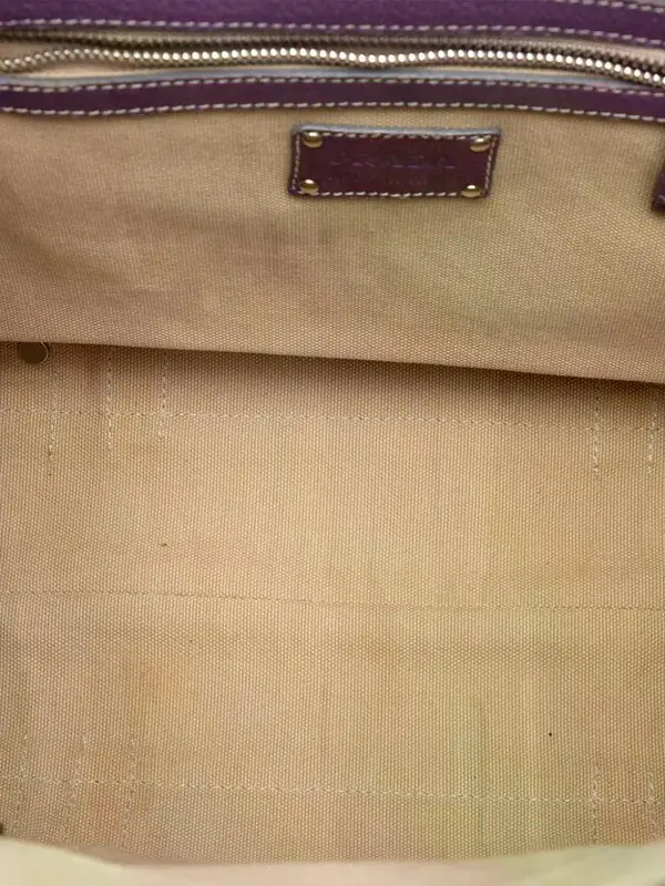 Prada Studded Leather Trimmed Canvas Front Pocket Tote Satchel - Brown