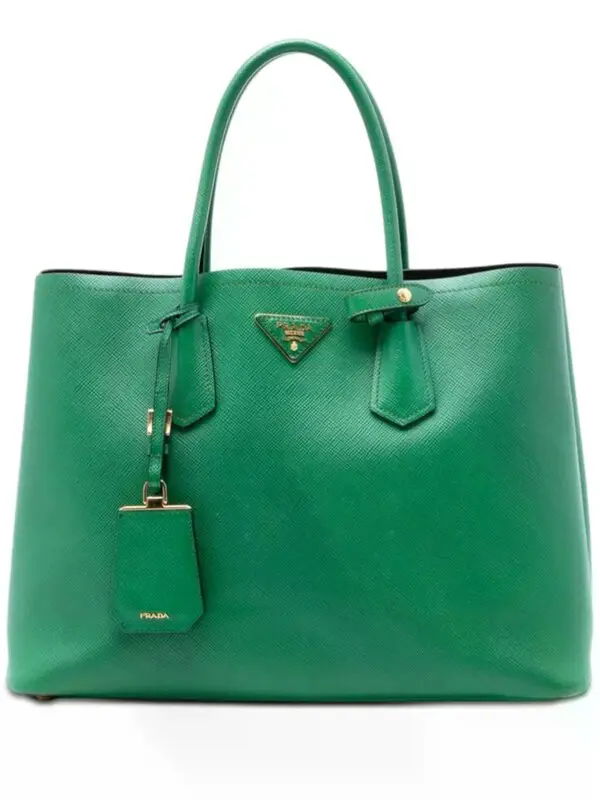 Prada 2010-2026 Medium Saffiano Cuir Double Satchel - Green