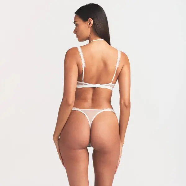 SKIMS Ruffle Bra | White | | Ultra Fine Mesh - Ivory